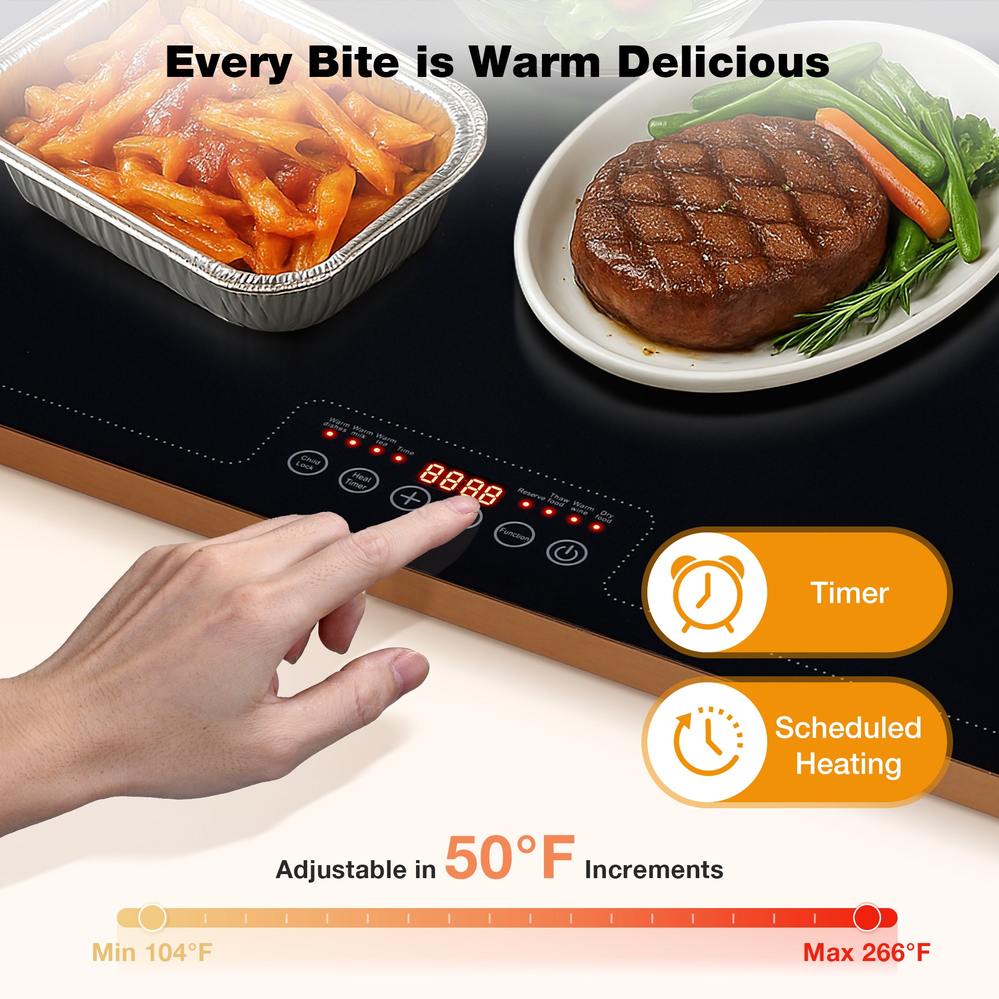 Electric Warming Tray 32x18 glass surface, metal stand - Warmounts