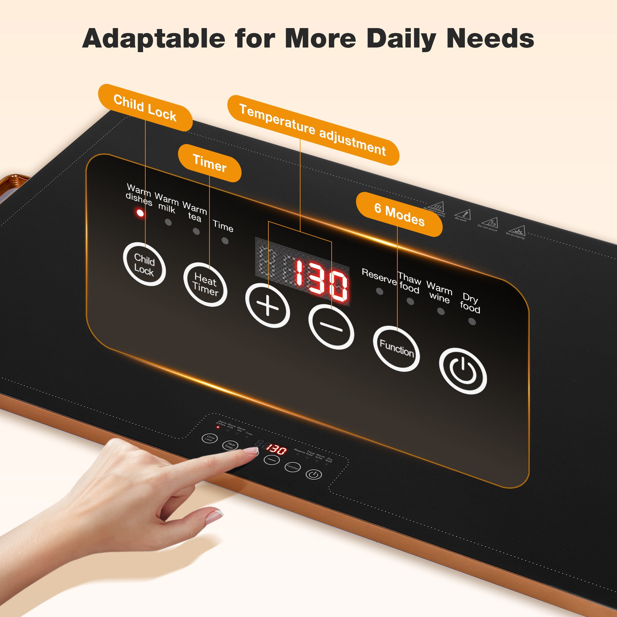 Electric Warming Tray 32x18 glass surface, metal stand - Warmounts
