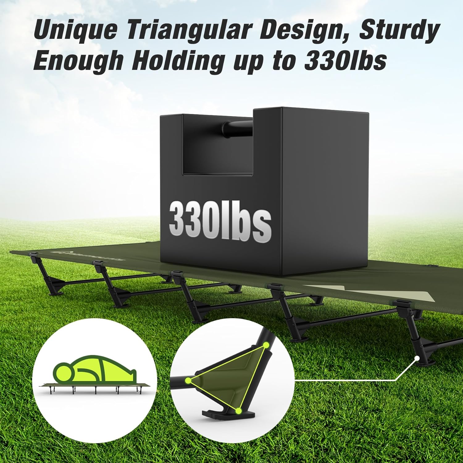 CC59 Camping Cot, 5Leg Folding Storage Bag -WARMOUNTS – Warmounts