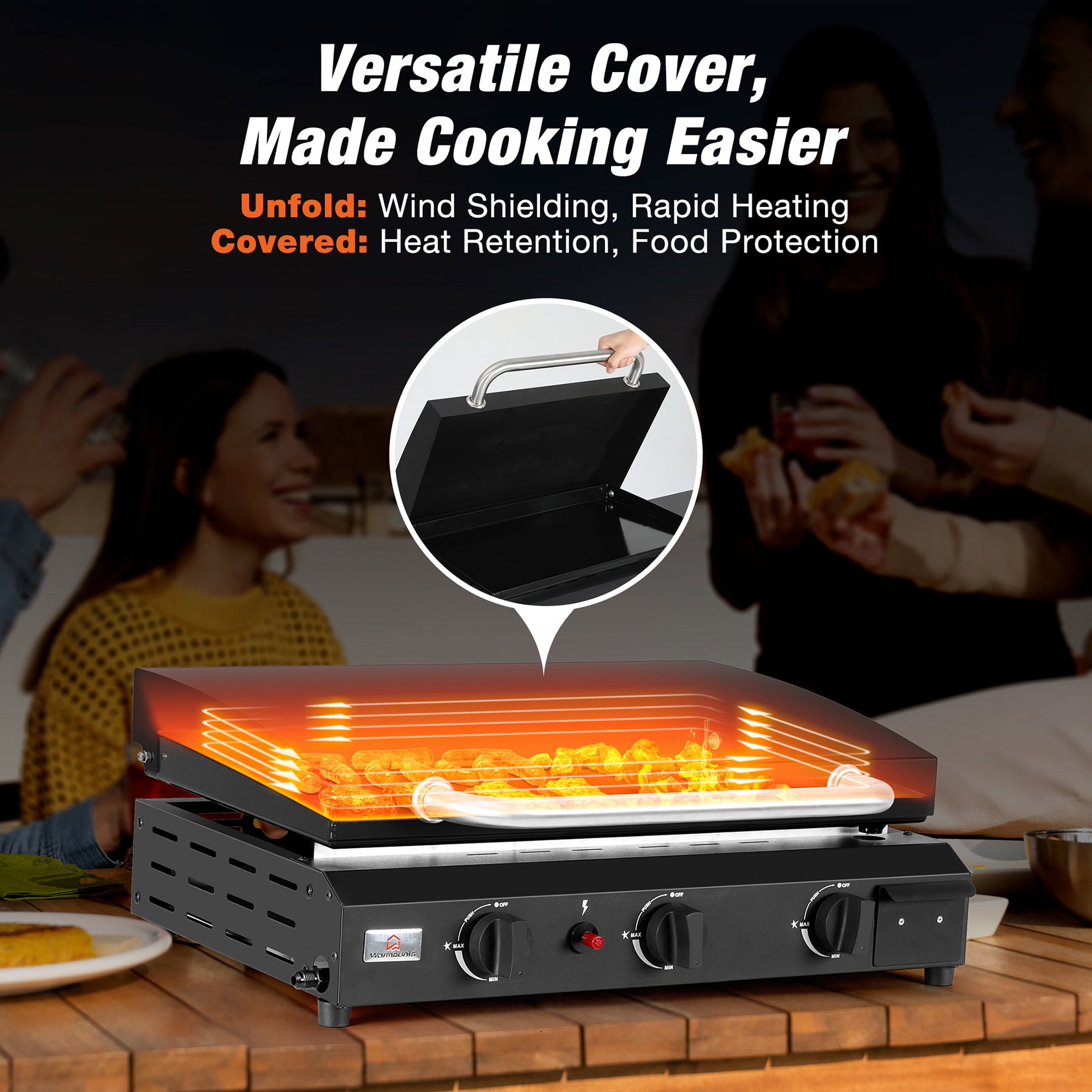Gas Griddle, Portable Flat Grill 23'' Foldable Trailer - Warmounts